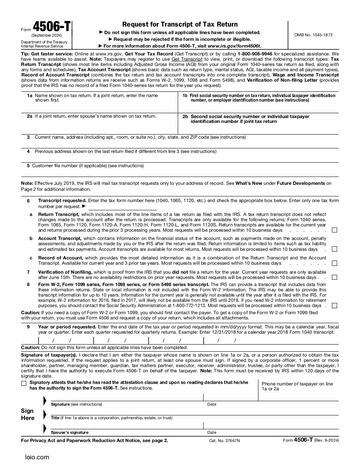Form 4506-T: Request Tax Return Transcript Online