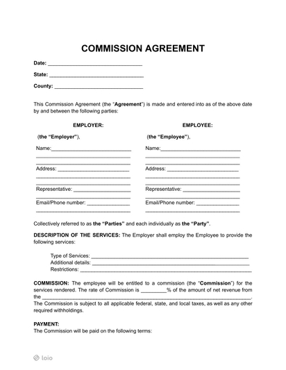 Commission Agreement Template - Create & Download