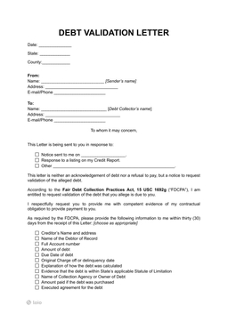 Debt Validation Letter Template for All States