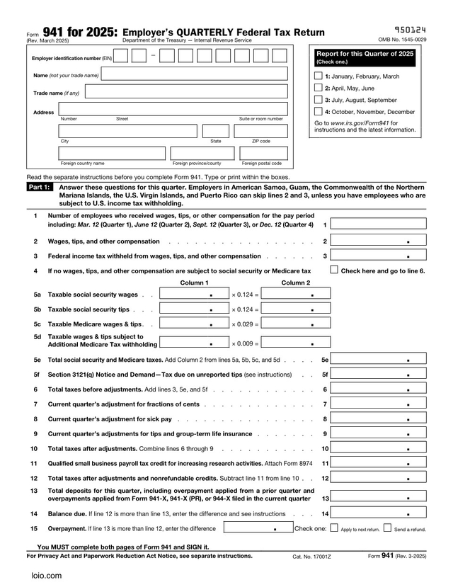 Form 941: Employer's Quarterly Federal Tax Return Guide