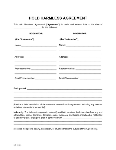 Free Hold Harmless Agreement Template - Protect Your Assets