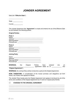 Joinder Agreement Template for Business Collaborations