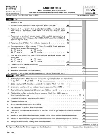 Free IRS Schedule 2 Tax Form: Additional Taxes Explained