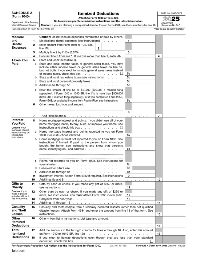 Schedule A: Itemize Deductions on Form 1040 Easily
