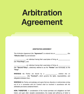 Arbitration Agreement Template - Create & Download PDF