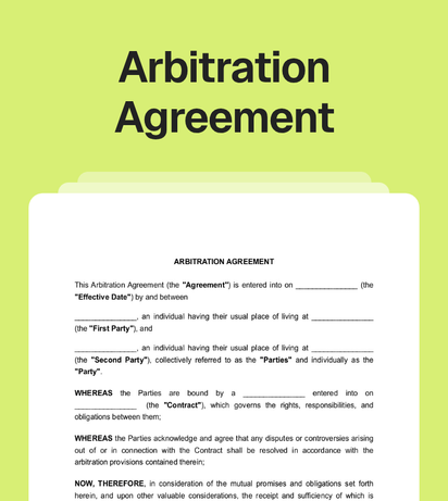 Arbitration Agreement Template - Create & Download PDF