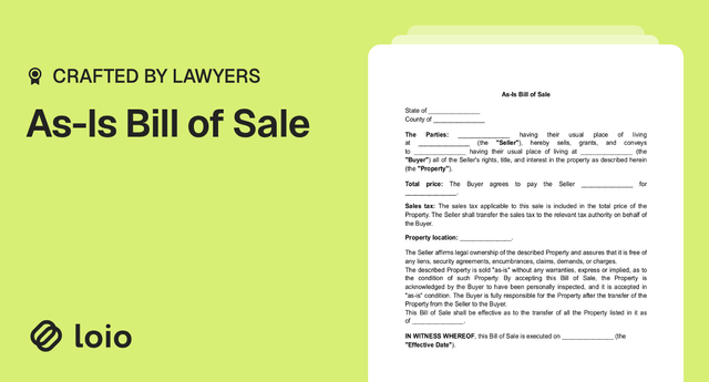 Free As-Is Bill of Sale Template: No Warranty Legal Form
