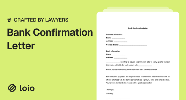 Free Bank Confirmation Letter Sample - Download & Customize