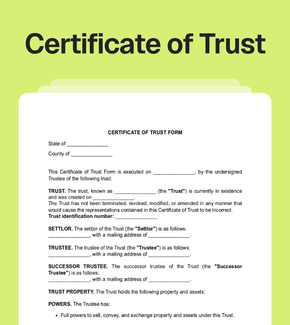 Certificate of Trust Form - Download & Customize Legal Template