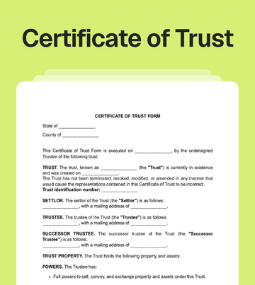 Certificate of Trust Form - Download & Customize Legal Template