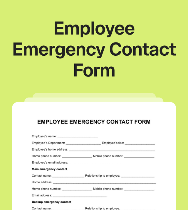 Employee Emergency Contact Form - Essential Workplace Safety