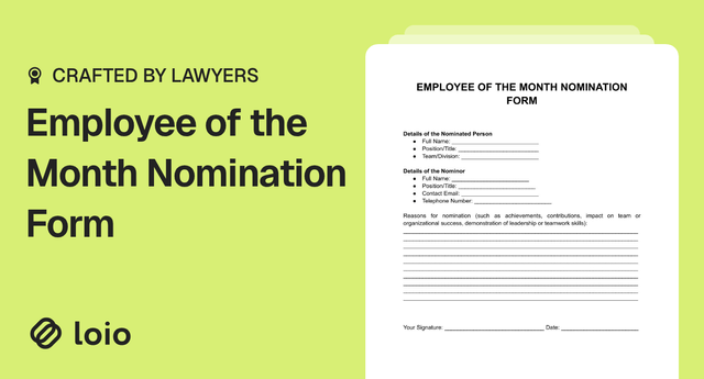 Employee of the Month Nomination Form Template
