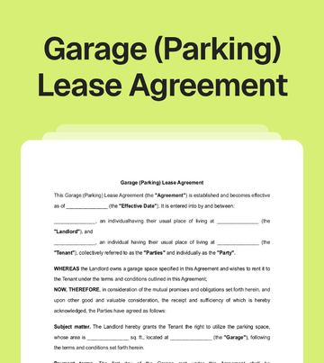 Garage Lease Agreement Template - Create & Download PDF