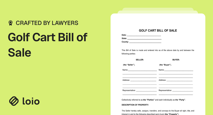 Golf Cart Bill of Sale Template - Create & Download