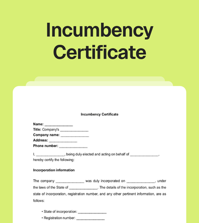 Certificate of Incumbency Template - Create & Download