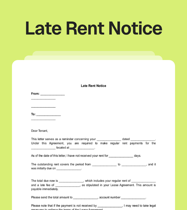 Late Rent Notice Template - Free Legal Document PDF