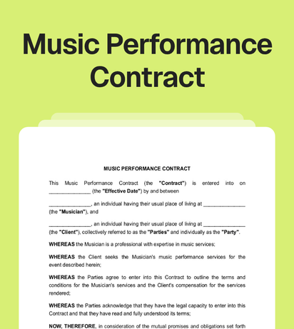 Music Performance Contract Template - Create & Download