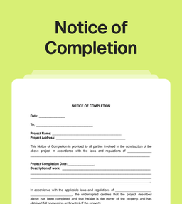 Notice of Completion Form - Create & Download
