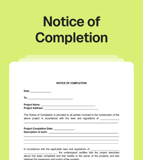 Notice of Completion Form - Create & Download