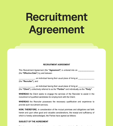 Recruitment Agreement Template - Customize & Download PDF
