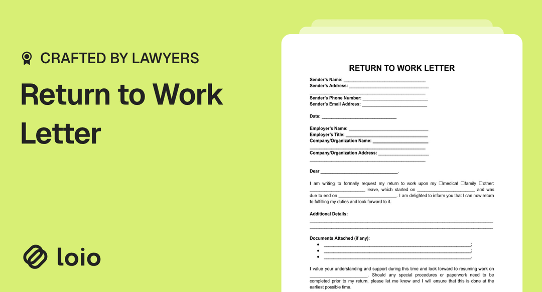 Return to Work Letter Template - Create & Download