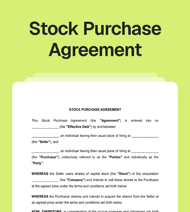 Stock Purchase Agreement Template - Download PDF & Customize