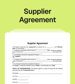 Supplier Agreement Template - Create & Download