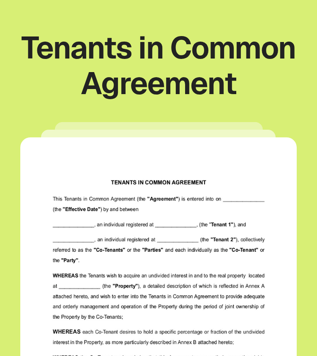 Tenants in Common Agreement Template - Create & Download