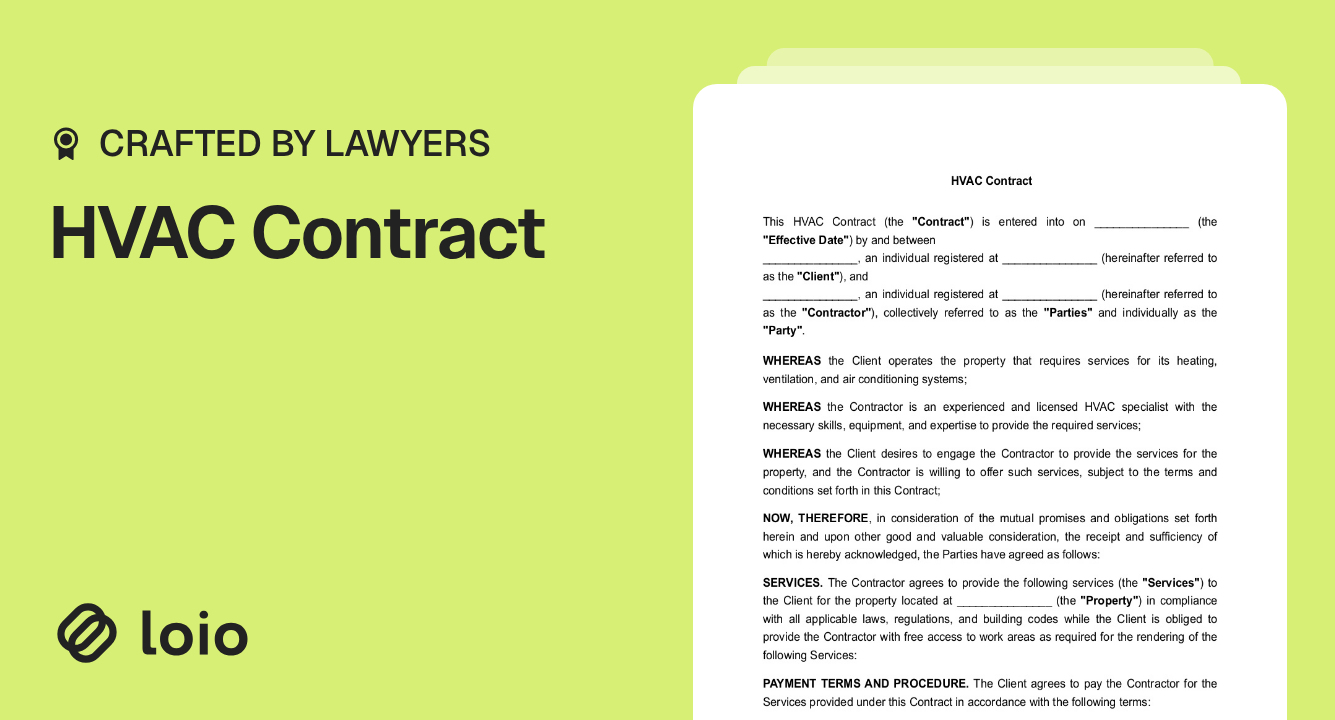 Printable Hvac Contract Template