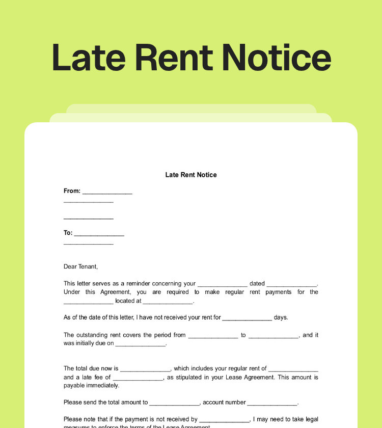 Late Rent Notice Template - Free Legal Document PDF