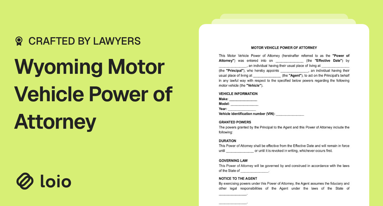 Wyoming Motor Vehicle Power Of Attorney Form 7518